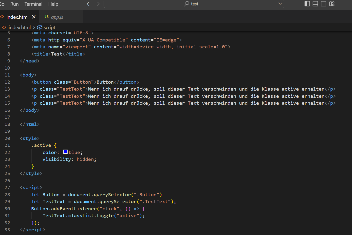 Javascript: Mehreren Elementen eine Klasse active hinzufügen? (Webseite ...
