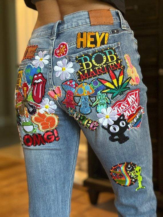 Erstaunlich Jeans Mit Patches Damen Fotos