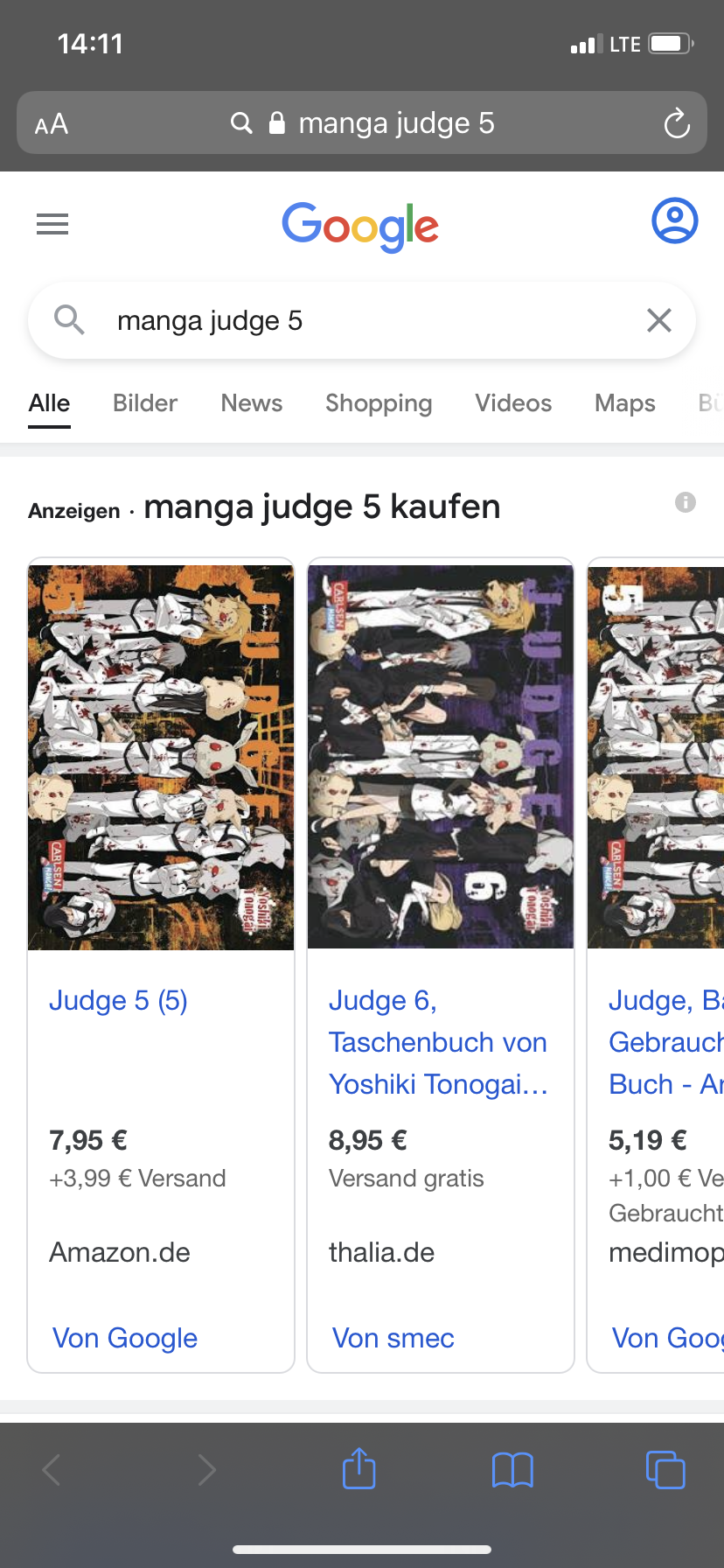 Judge der Manga hat kein 5. Teil ,aber 6.? (Anime, einkaufen, Thriller)