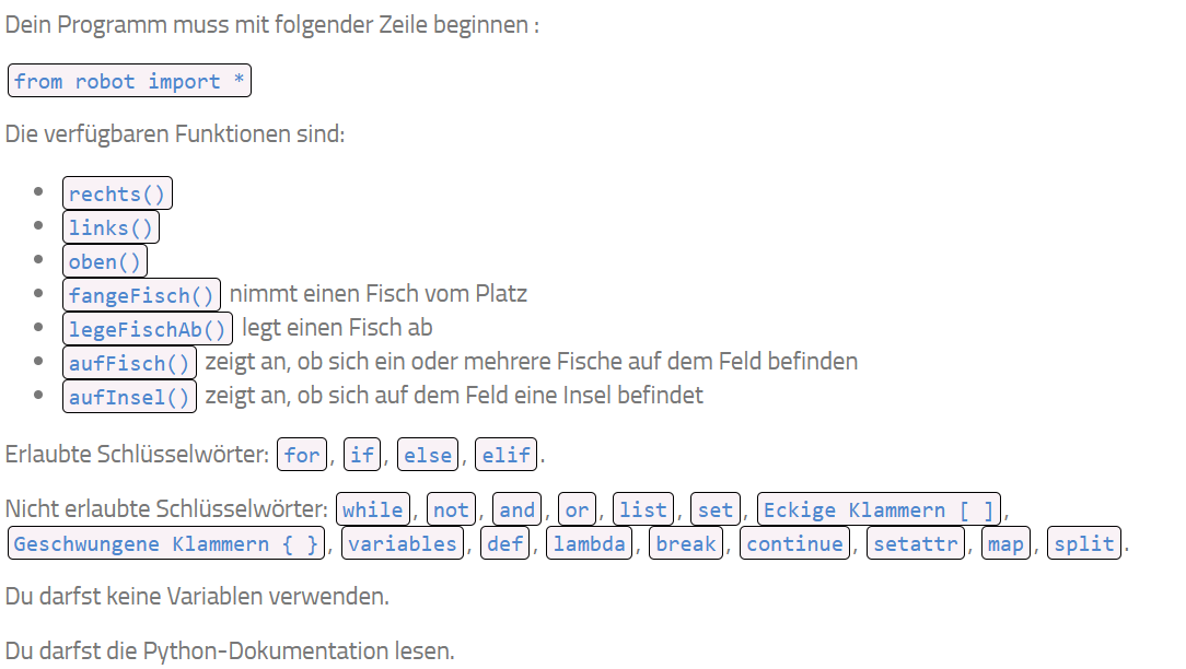 JWINF-Trainingsaufgabe "Fischen" (Python)? (Informatik)