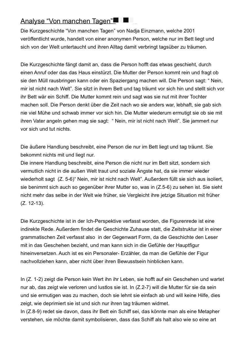 Kann einer seine Meinung zu meiner Kurzgeschichten Analyse abgeben? (Deutschland, Deutsch ...
