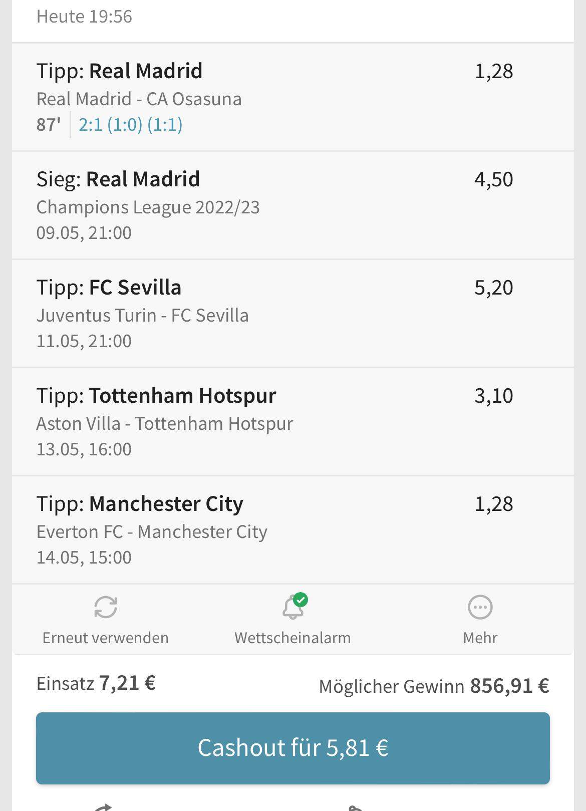 Kann es gut möglich sein das der Schein kommt? (Fußball, Glück, Wetten)