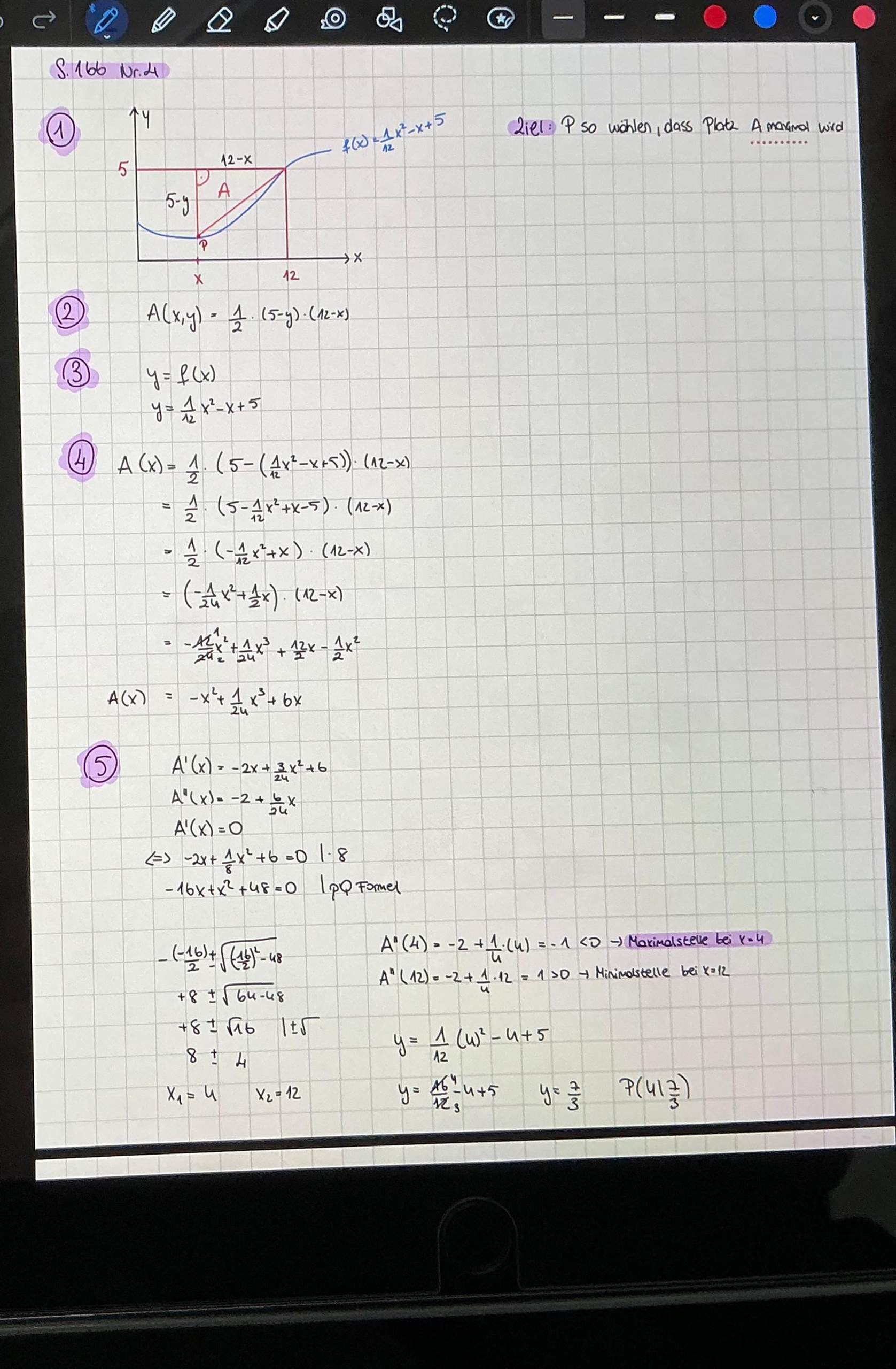 Kann jemand meine Mathe ha kontrollieren?extremalpeobleme? (Funktion ...