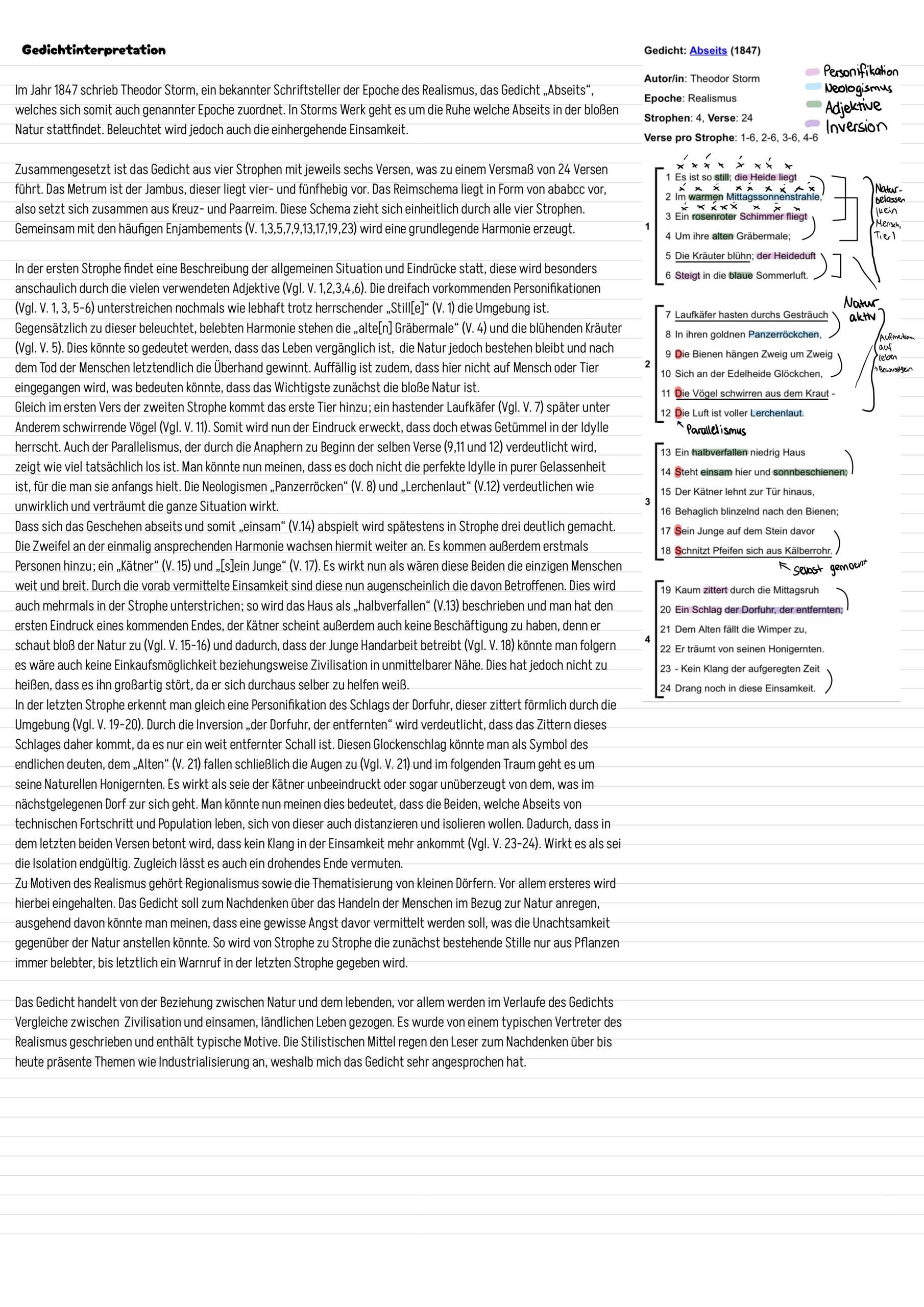 Kann jemand sich meine Gedichtinterpretation bitte durchlesen? (Deutsch ...