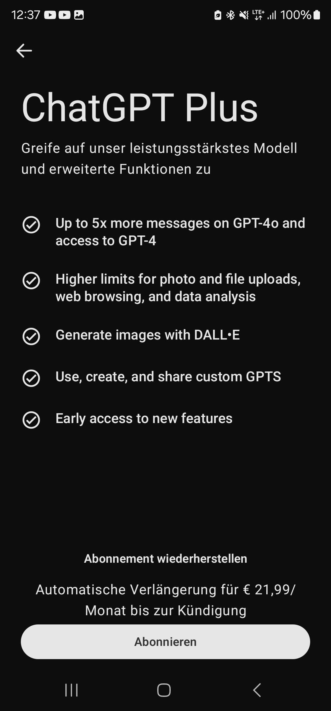 Kann man auf ChatGPT Plus(App) KI Bilder generieren lassen? (Computer, Technik, PC)