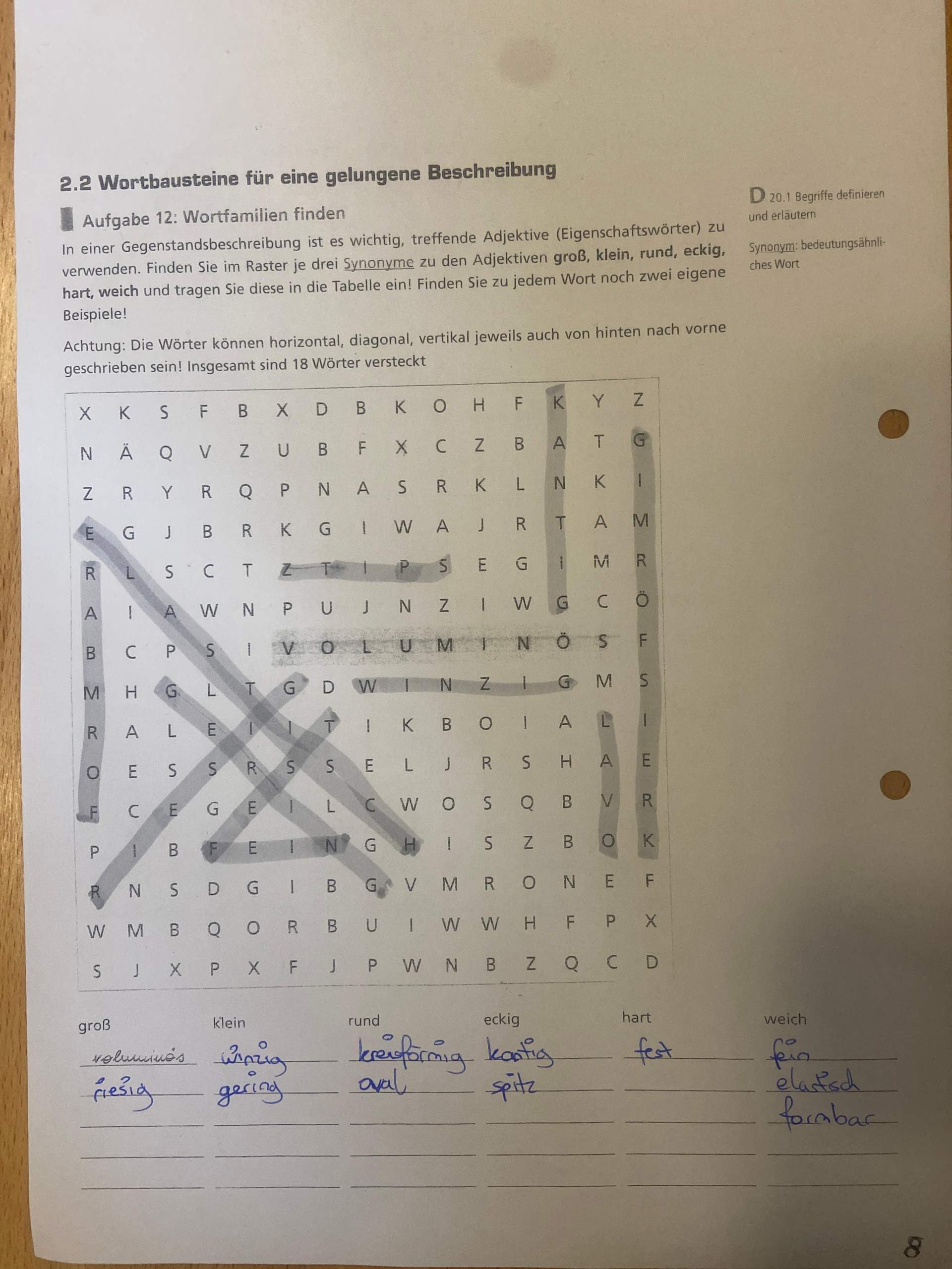 Kann mir jemand bei dem Kreuzworträtsel helfen? (Schule, Deutsch, Synonym)