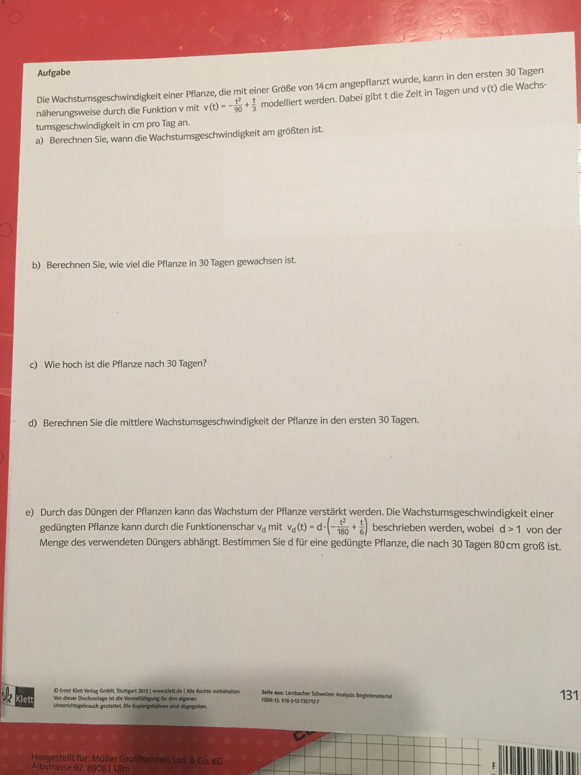 Kann mir jemand bei der aufgabe in mathe helfen (11.klasse Gymnasium ...