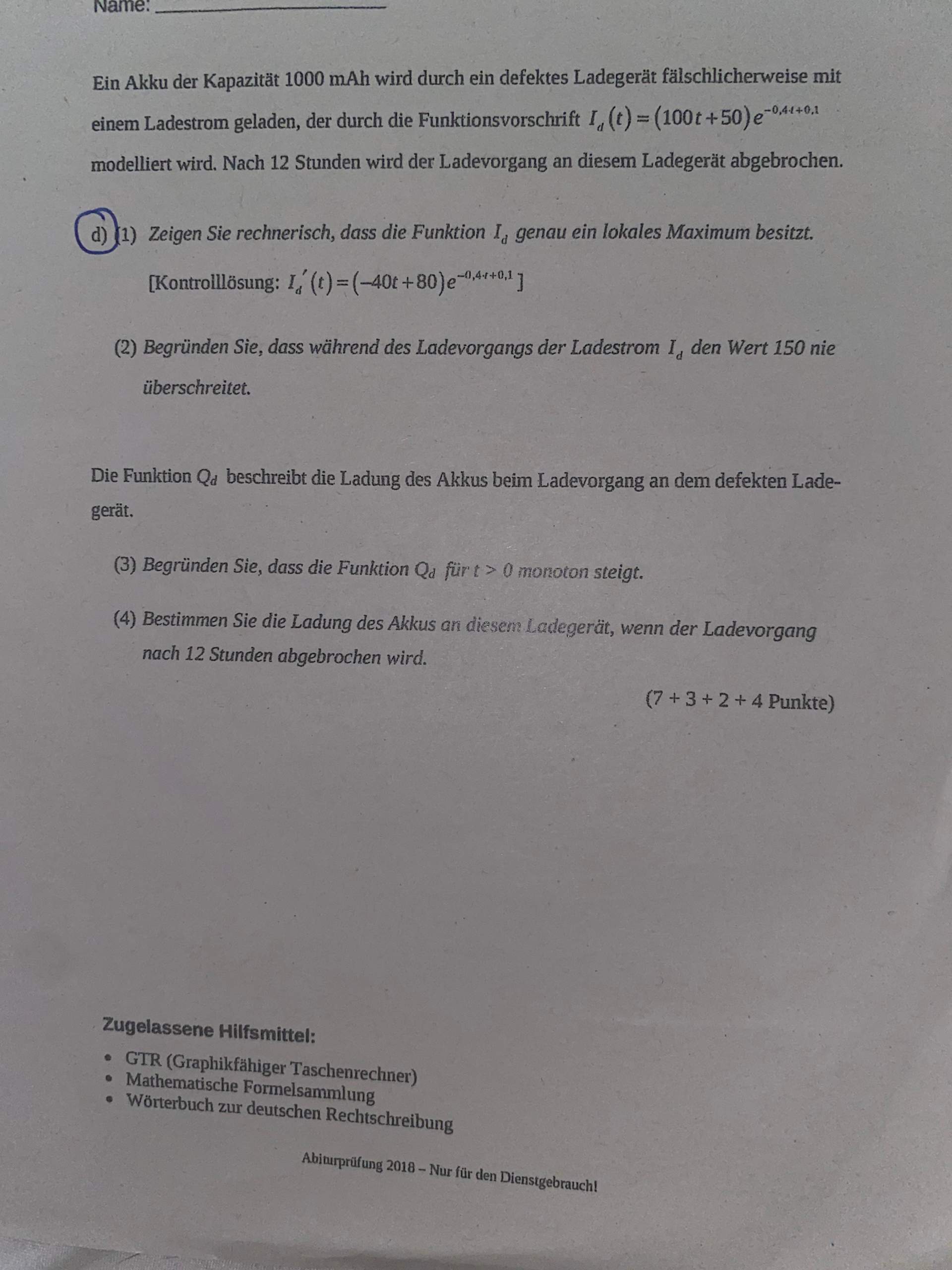 Kann mir jemand bei der Mathe Aufgabe helfen? (Mathematik ...