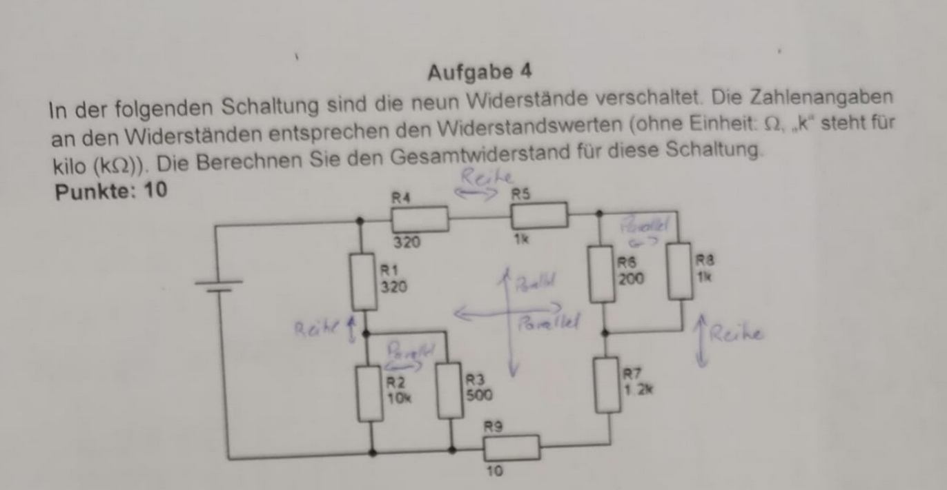Kann mir jemand bei dieser Aufgabe zur Reihen und Parallelschaltung ...