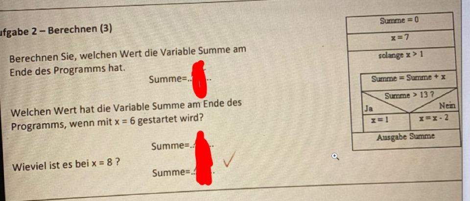 Kann mir jemand beim Lösen dieses Struktogramms helfen? (Computer, Schule, Informatik)