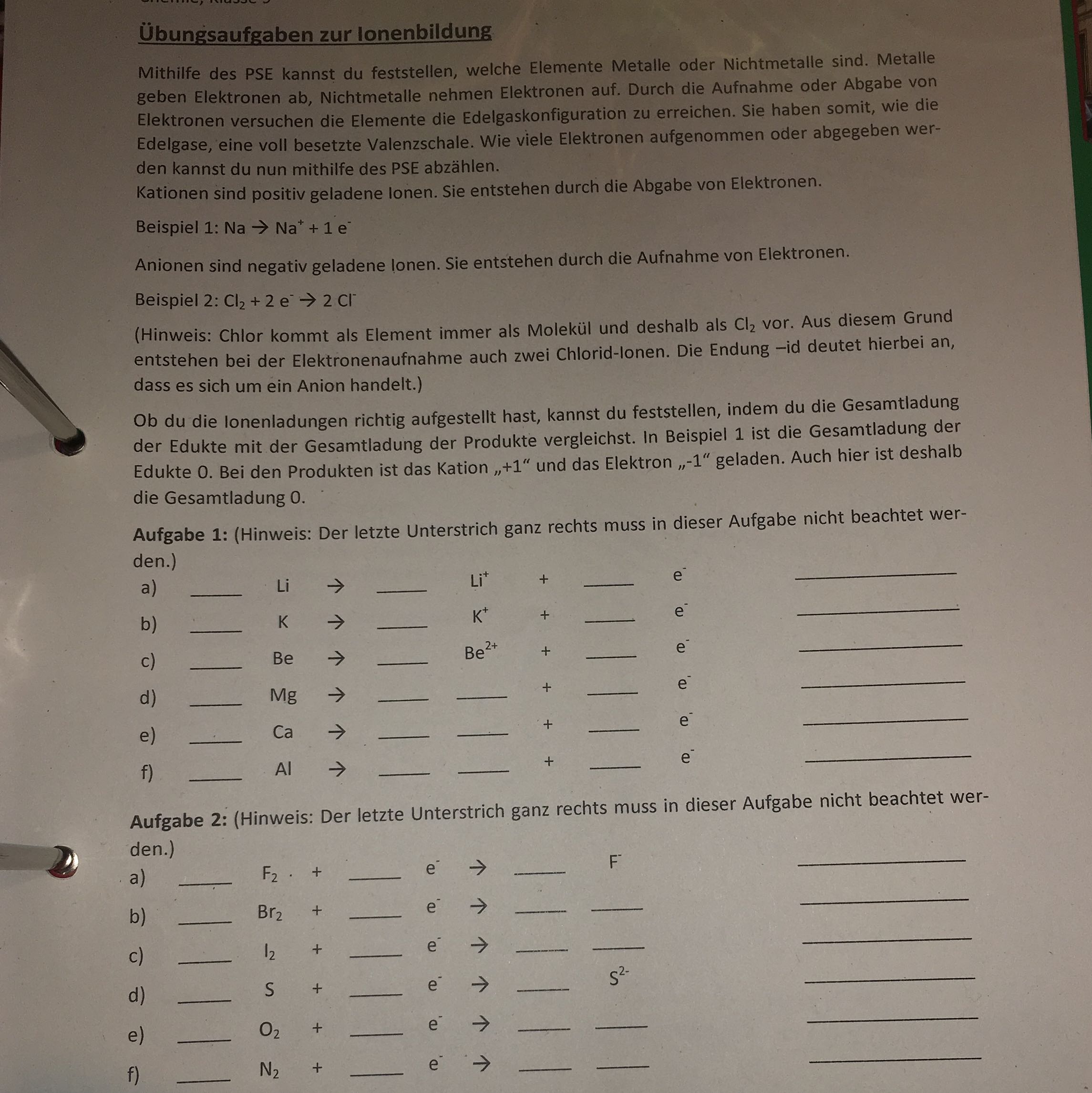 Kann mir jemand helfen (Chemie, Klasse 9)? (Schule, Hausaufgaben) Kann mir jemand helfen (Chemie, Klasse 9)? (Schule, Hausaufgaben)