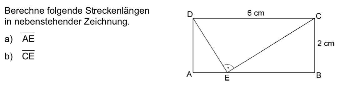 Katheten im rechtwinkligen Dreieck bestimmen, welches in einem Rechteck ...