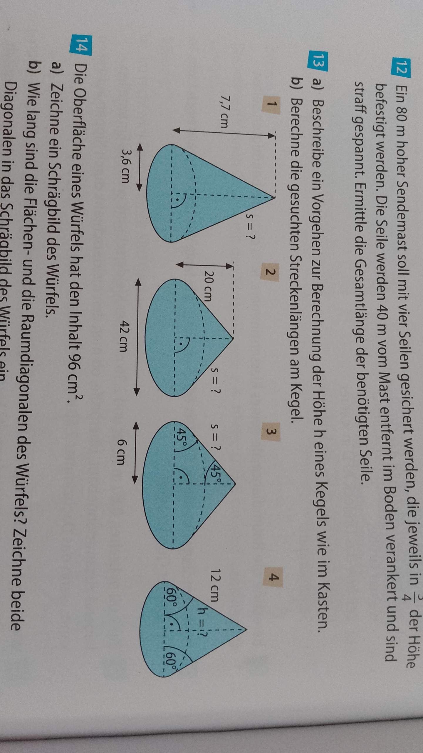 Kegel berechnen? (rechnen, Geometrie, Textaufgabe)
