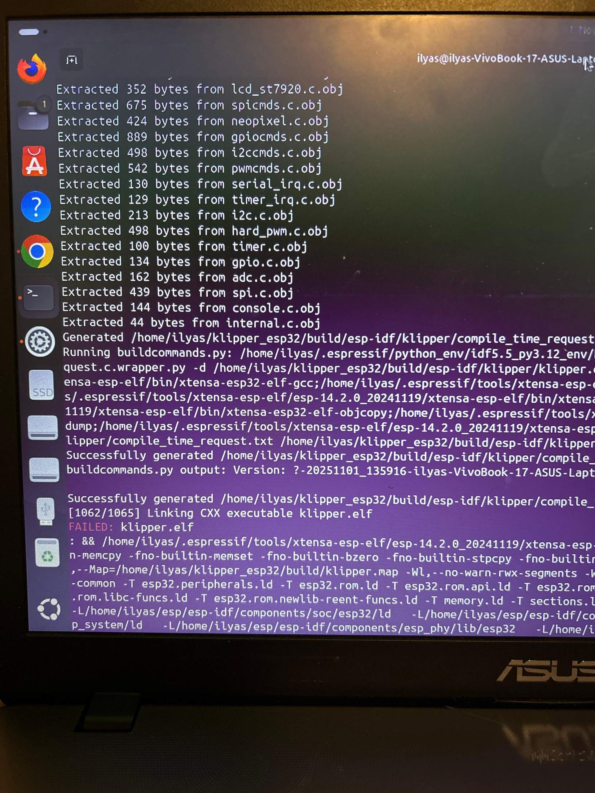 Klipper espressif probleme? (Linux, Code, Python)