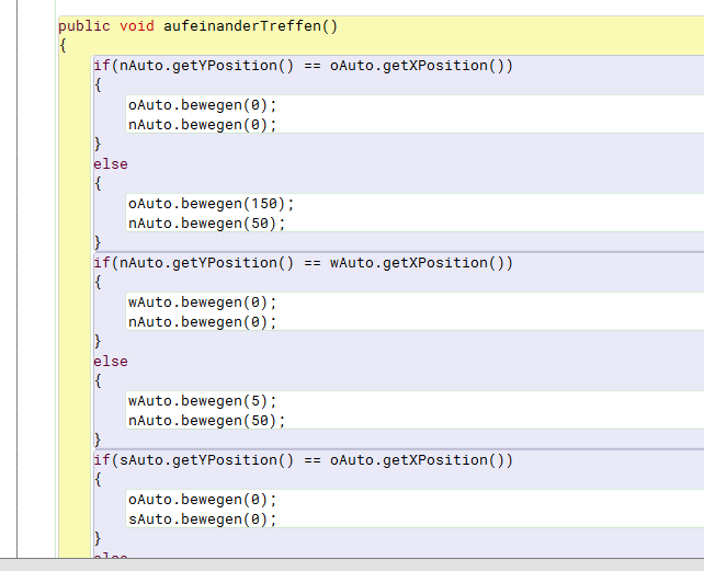 Kollidierung zweier Objekte in java/bluej? (programmieren, Informatik ...