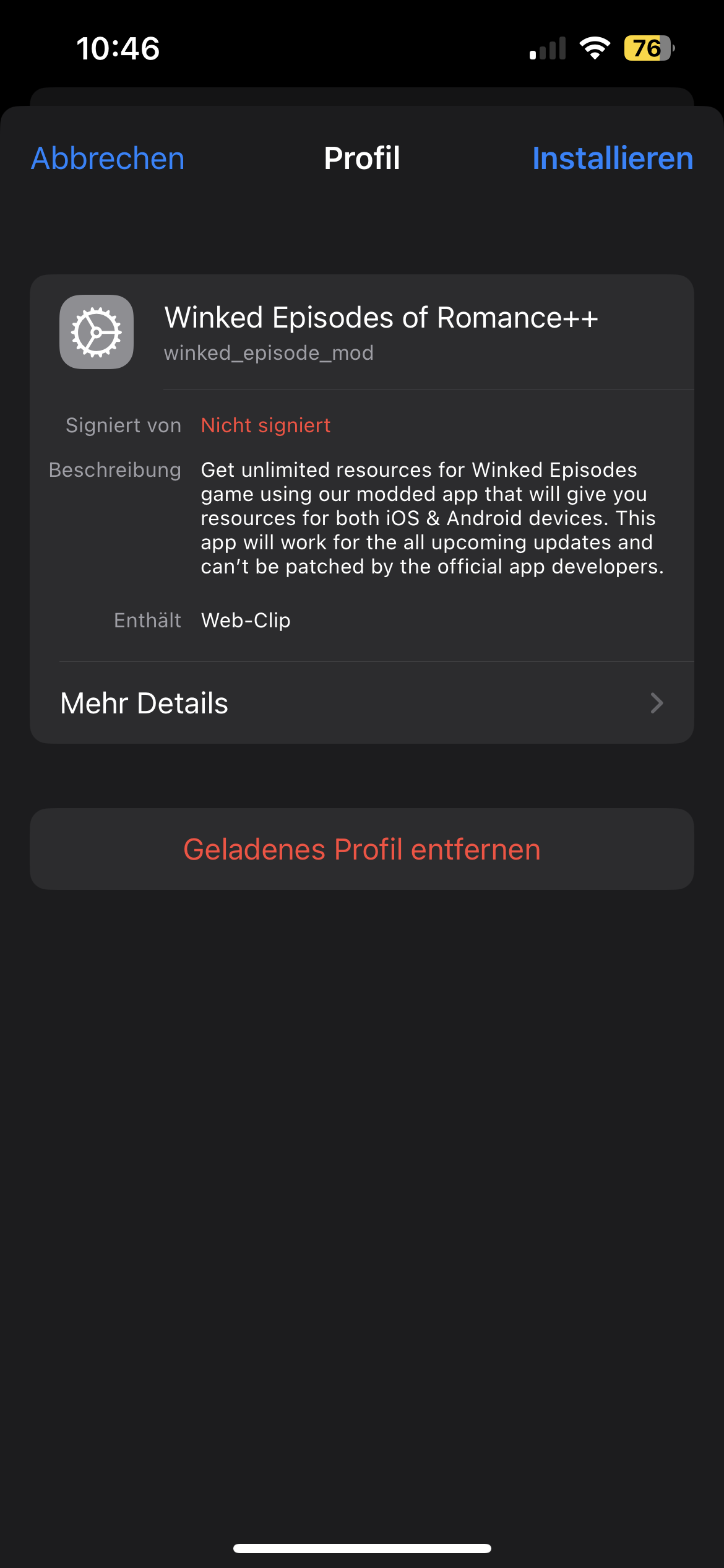 Konfigurations-Profil auf iPhone vertrauenswürdig?
