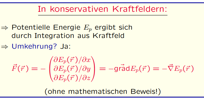 Konservative Kraftfelder und E pot? (Formel, Mechanik, Physiker)