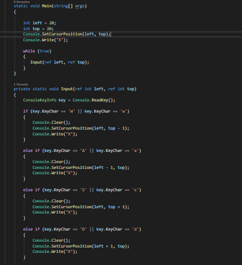 kontrolle mit wasd funktioniert nicht richtig c#? (Computerspiele, programmieren, C Sharp)