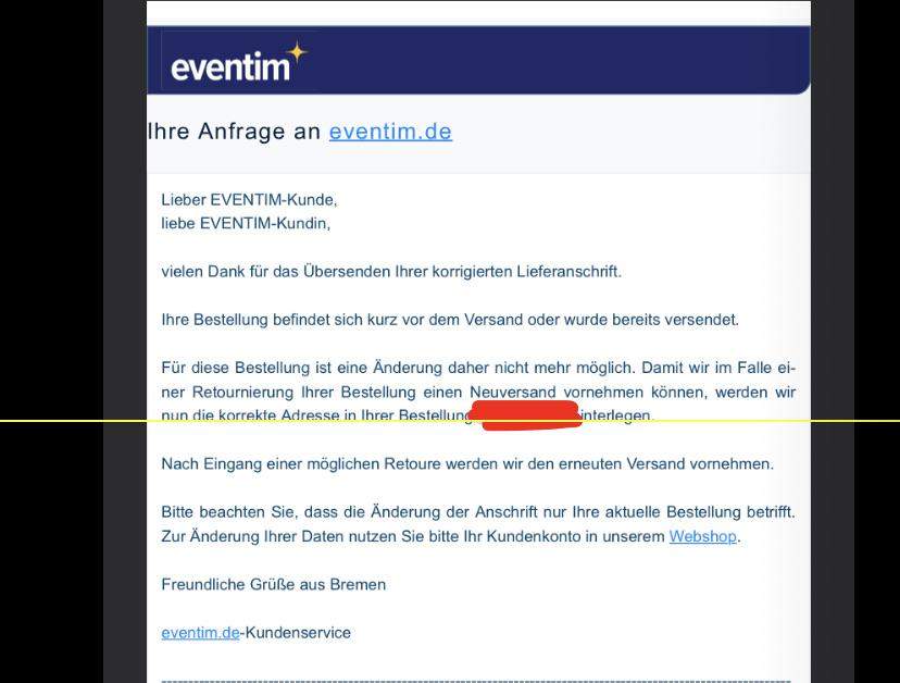 Falscher Nachname beim Liefern? (Bestellung, Ticket, Eventim)