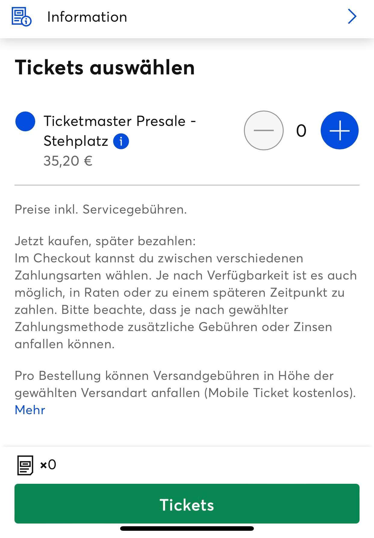 Konzertticket stehplatz? (Ticket, Tour, Konzertkarten)