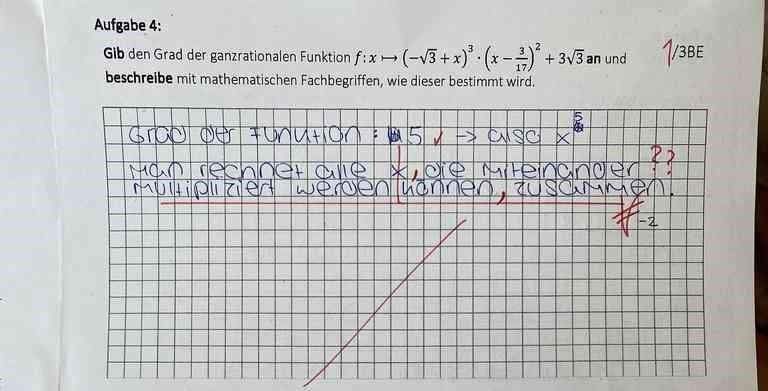 Korrektur von Klassenarbeit - Ganzrationale Funktion? (ganzrationale ...