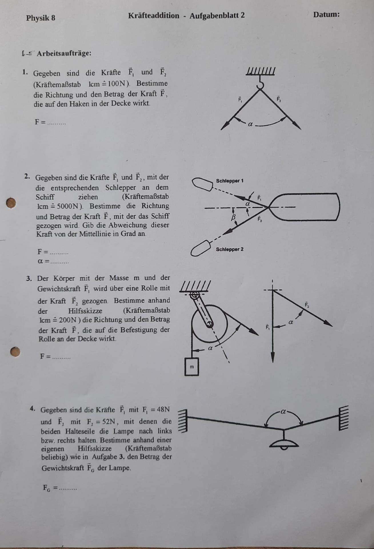 Physik * jahrgangsstufe 7 * kräfteaddition