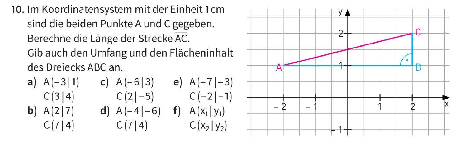 Länger der Strecke AC mit Punkte A und C (Satz des Pythagoras ...