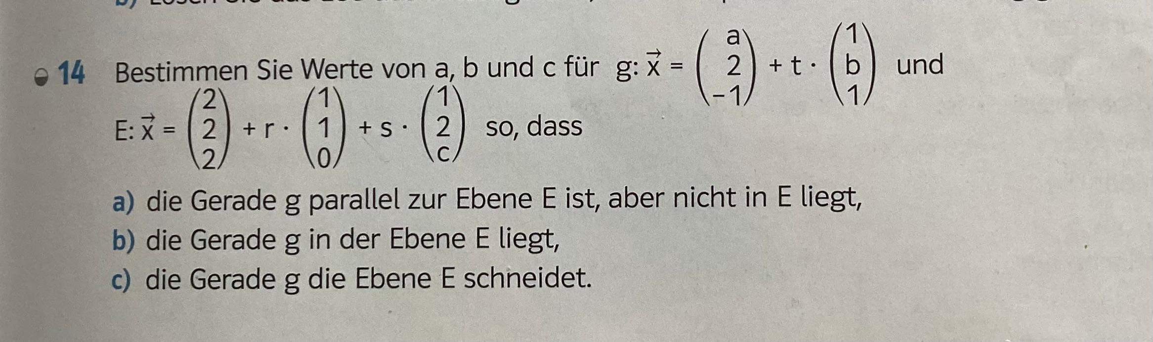 Lagebeziehung Ebene/Gerade? (rechnen, Funktion, Gleichungen)