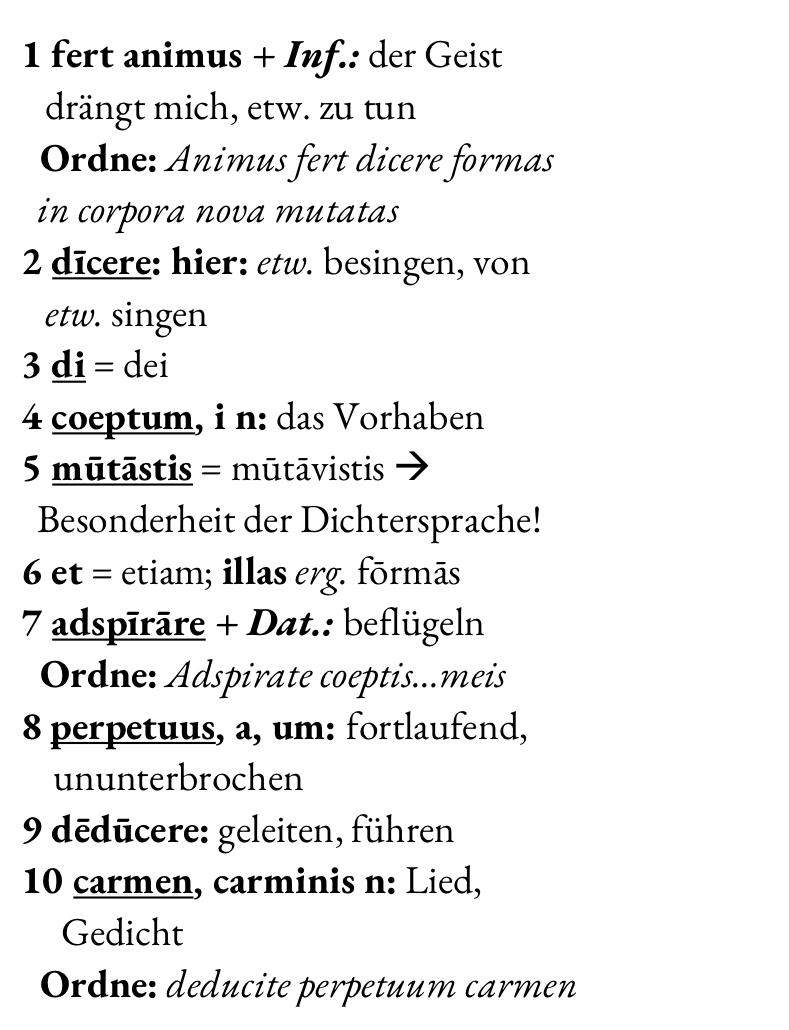Latein Arbeit über Ovid? (Oberstufe, Klausur, Vokabeln)