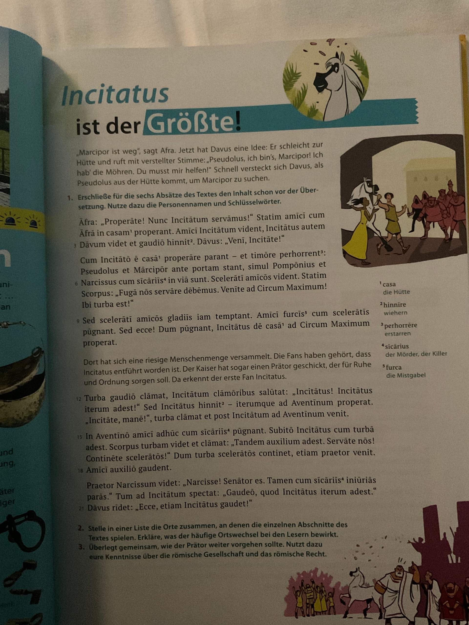 Lektion 4 Prima 2 Incitatus ist der Größte? (Schule, Text, übersetzen)