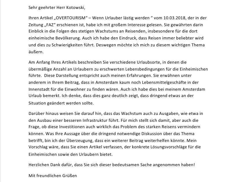 Leserbrief eine 1 würdig? (Schule, Deutsch, Sprache)