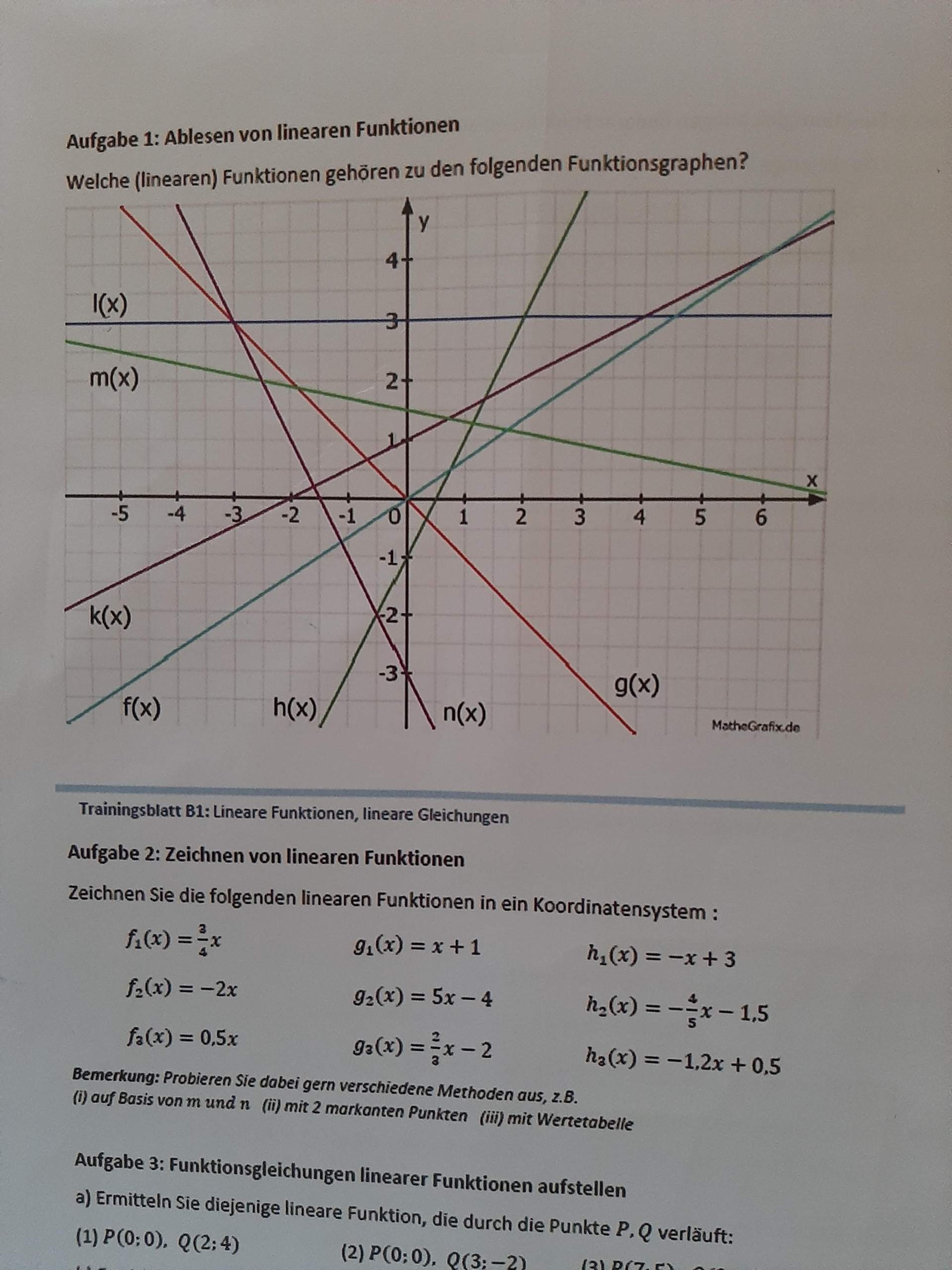 Lineare Funktionen? (Mathematik, Graphen, lineare Funktion)