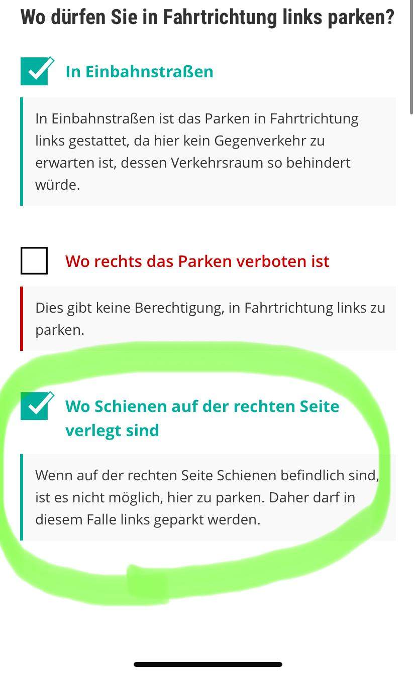 In Fahrtrichtung Links Parken