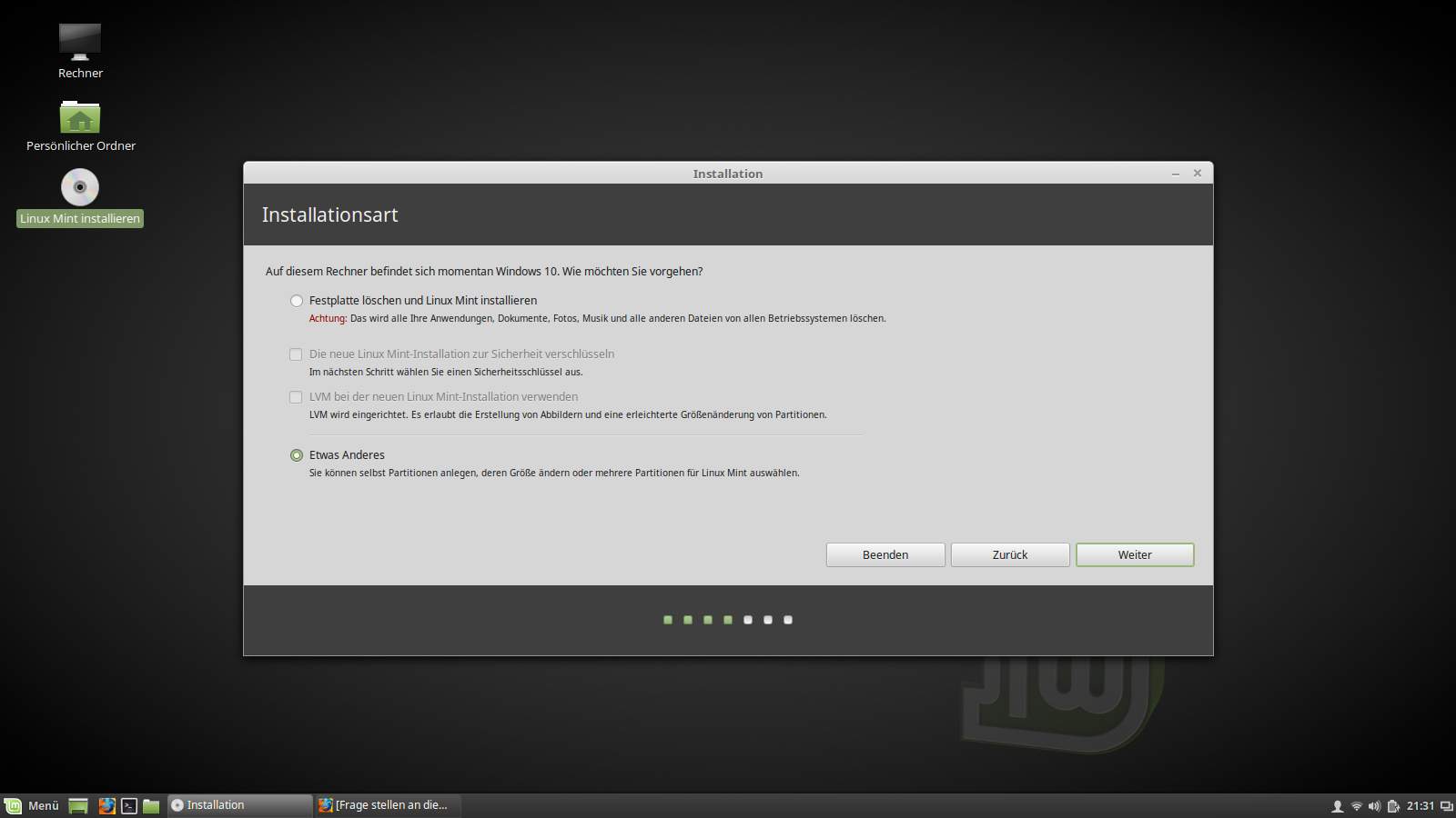 Linux Mint Installation - Fehler!? Hilfe!!? (Computer, installieren, Antwort)