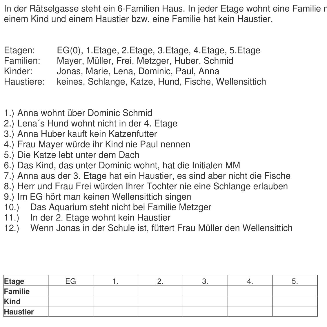 Logical lösen? (Schule, Rätsel, schwierig)