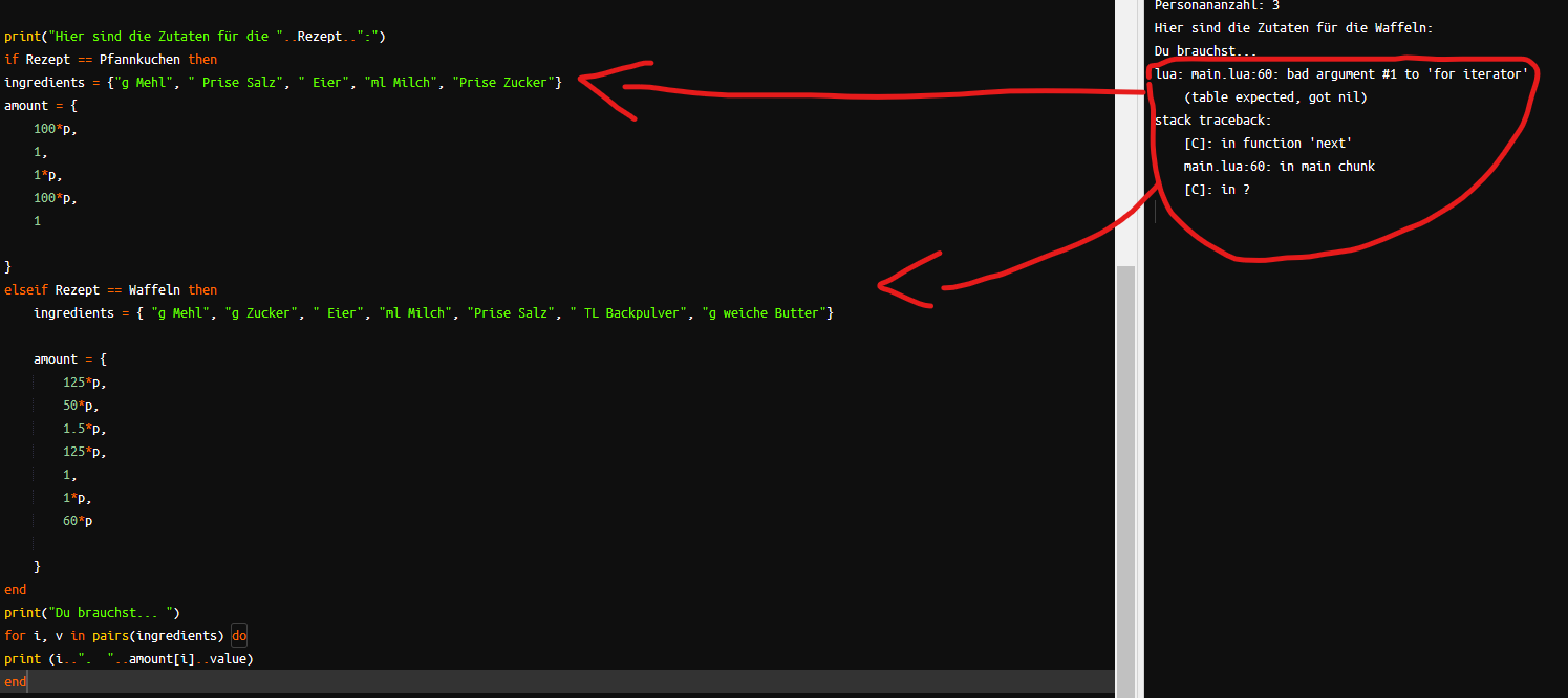 (Lua) Ist hier irgendwo ein Fehler? (Programm, programmieren, Informatik)