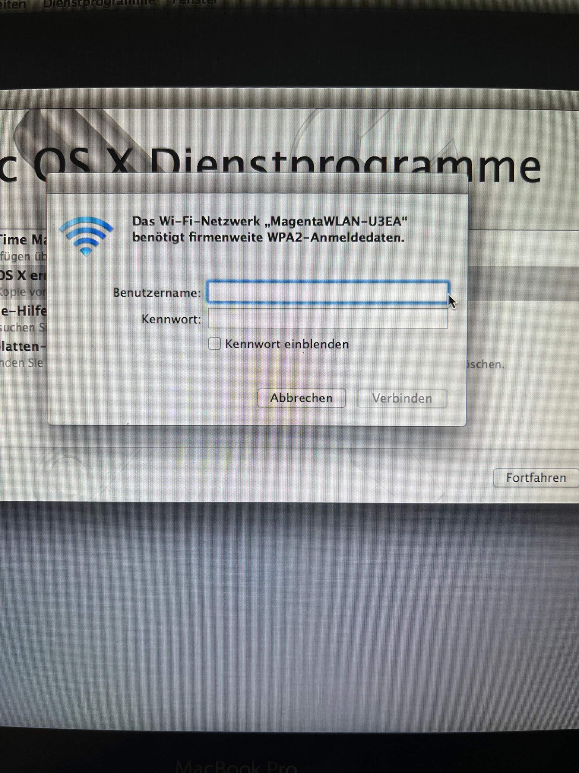 Mac Book pro wpa2? (MacBook Pro, anmeldeproblem)