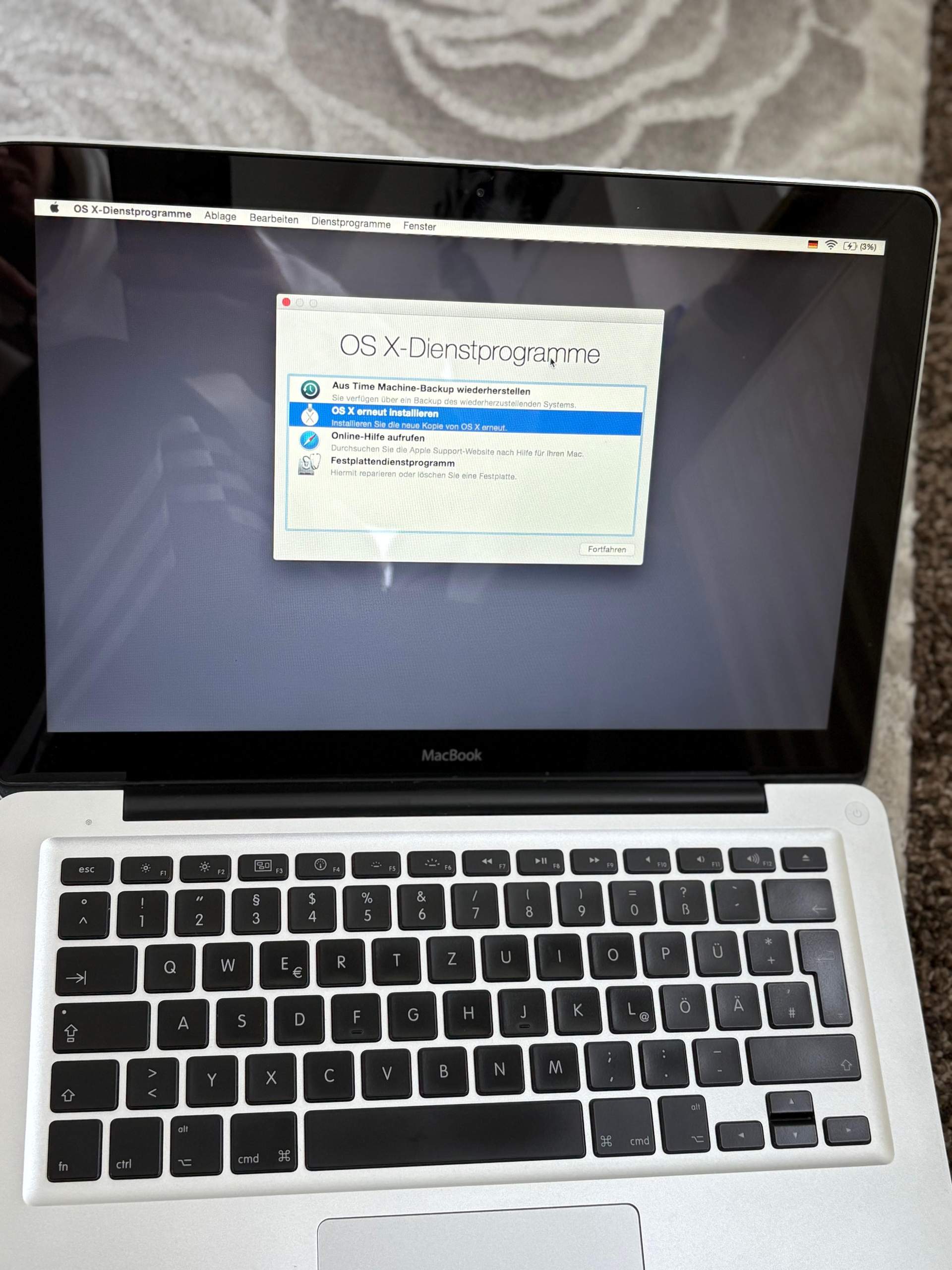 MacBook geht in OS X Dienstprogramme nach start? (Apple, IT, Mac OS X)