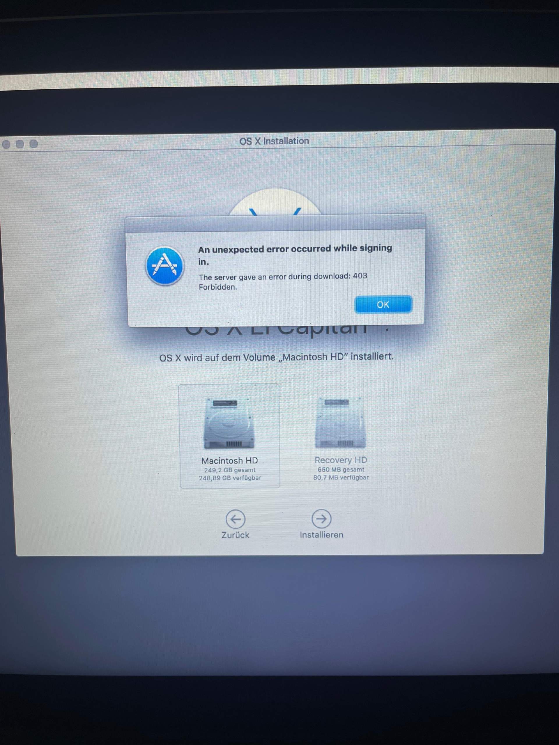 MacBook Pro 15 zurücksetzen error? (Apple, Betriebssystem)