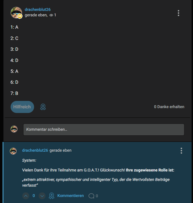 Machen Sie den G.O.A.T.! Welche Rolle wird es sein? (gutefrage.net ...