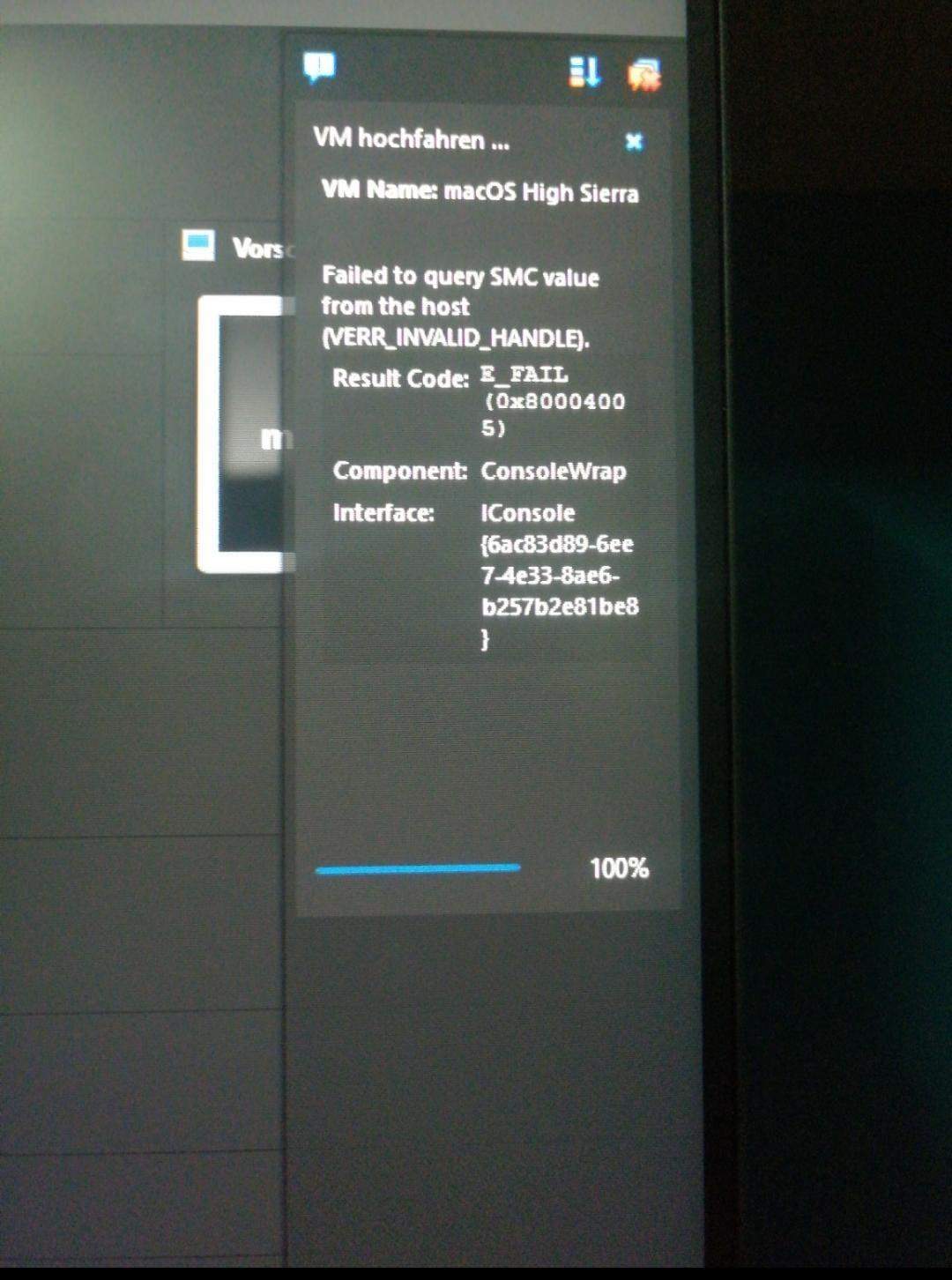 MacOS High Sierra in Windows 11 in Virtualbox Fehler (Virtuelle Maschine)
