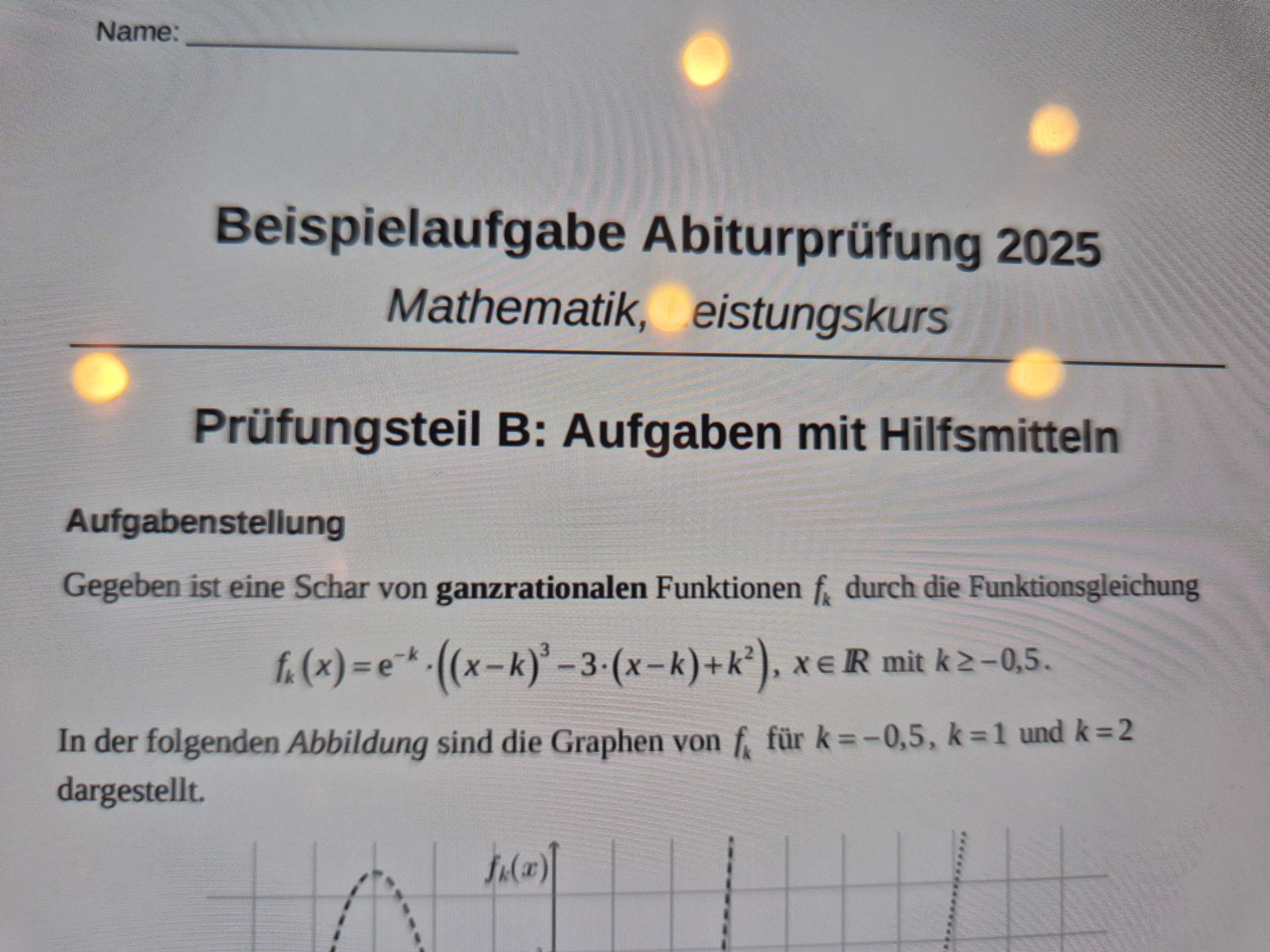 Mathe abi 2025 LK Funktionsschar aufgabe? (Mathematik, Abitur, Funktion)