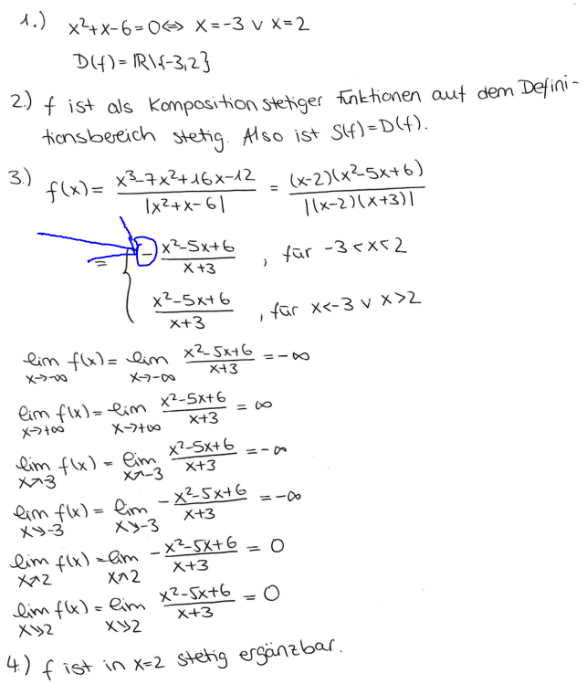 Mathe aufgabe fragen bezüglich faktorisieren und Grenzwert betrachtung ...