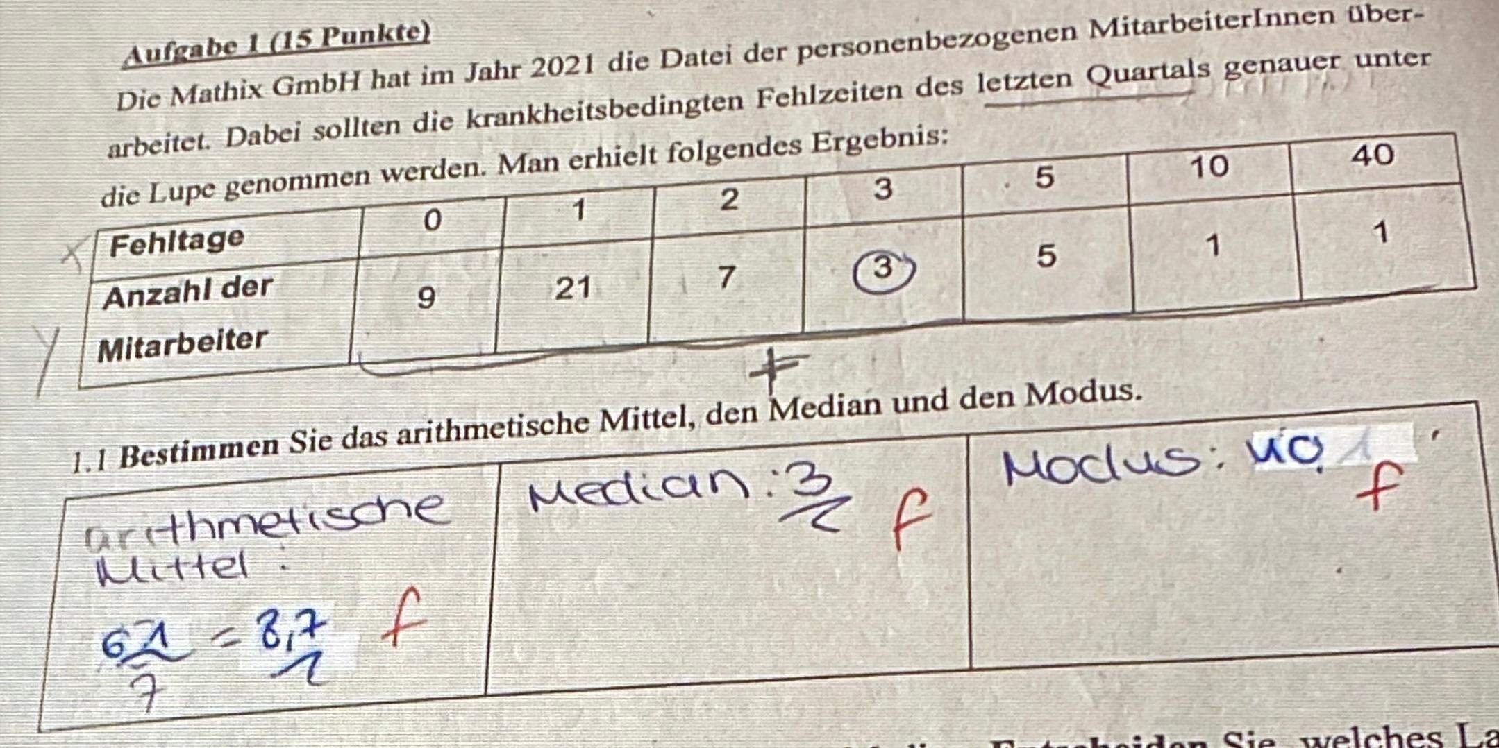 Mathe Aufgaben? (arithmetisches Mittel, Median)
