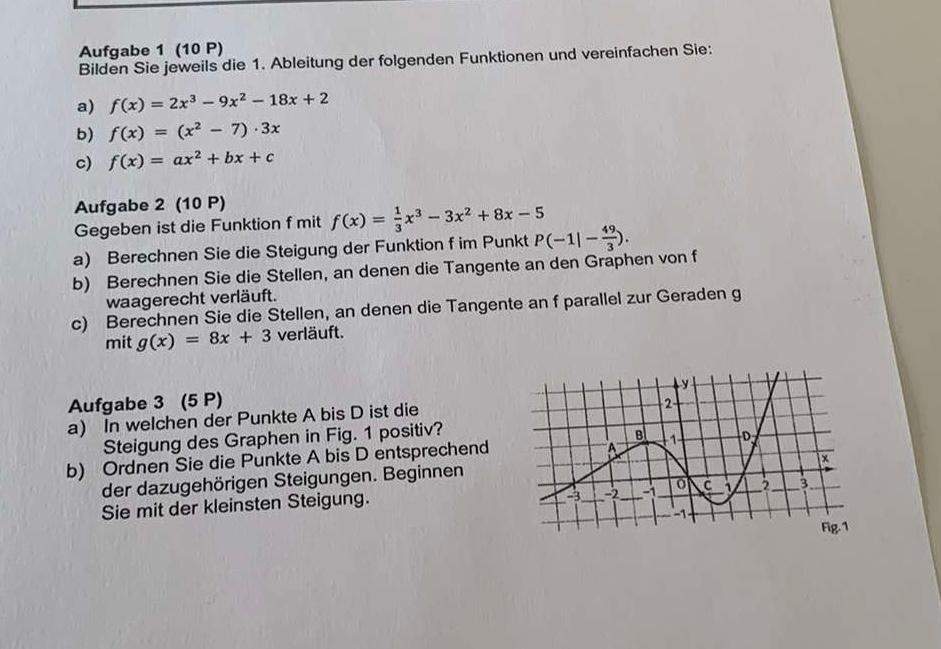 Mathe Aufgaben lösen? (rechnen, Ableitung)