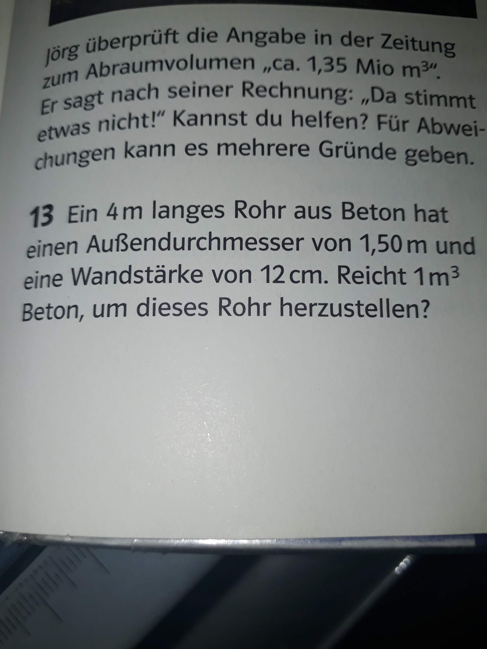 Mathe Berechnung rohr? (Mathematik, Volumen)
