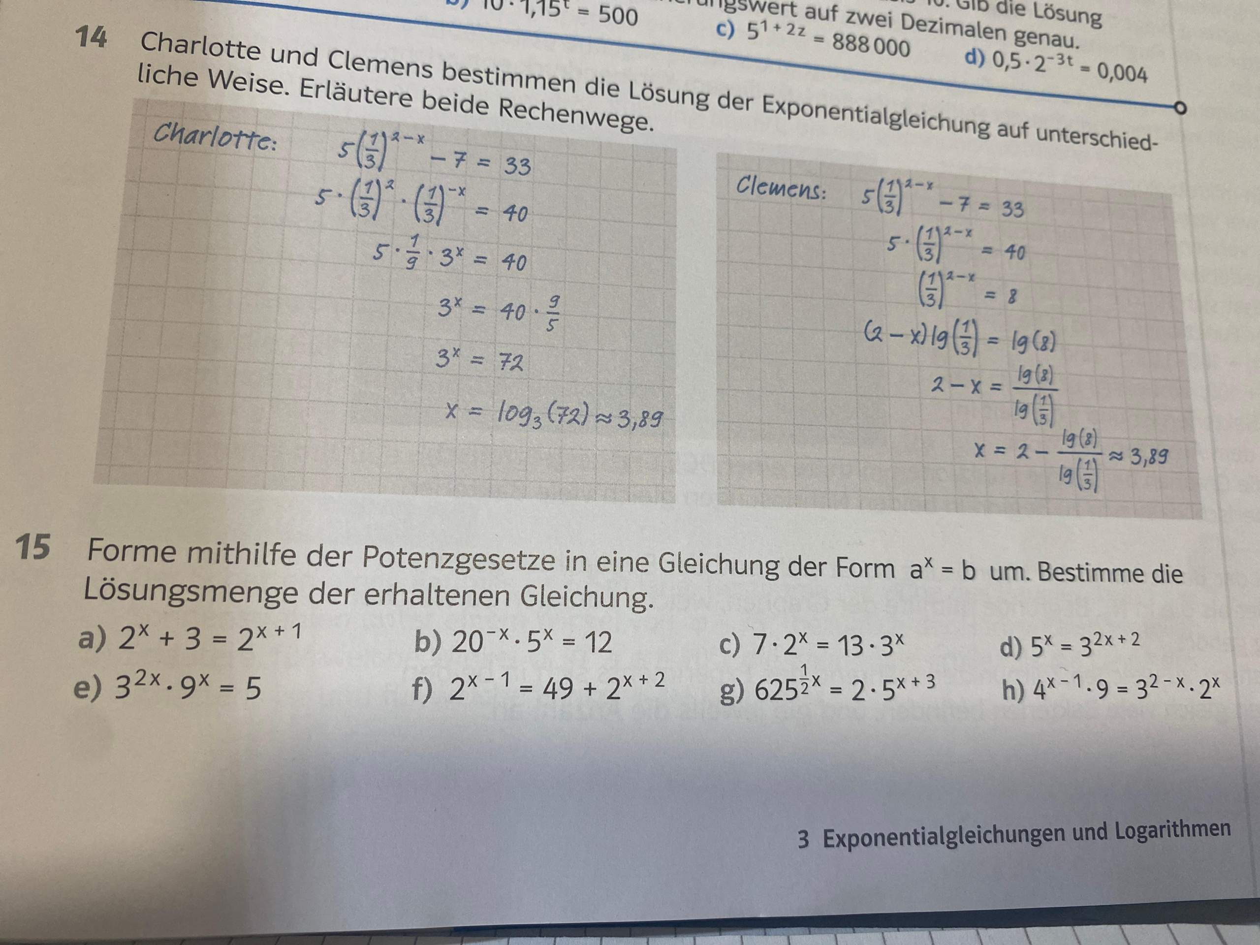 Mathe Hilfe Logarithmus/Exponentialgleichung? (rechnen, Funktion ...