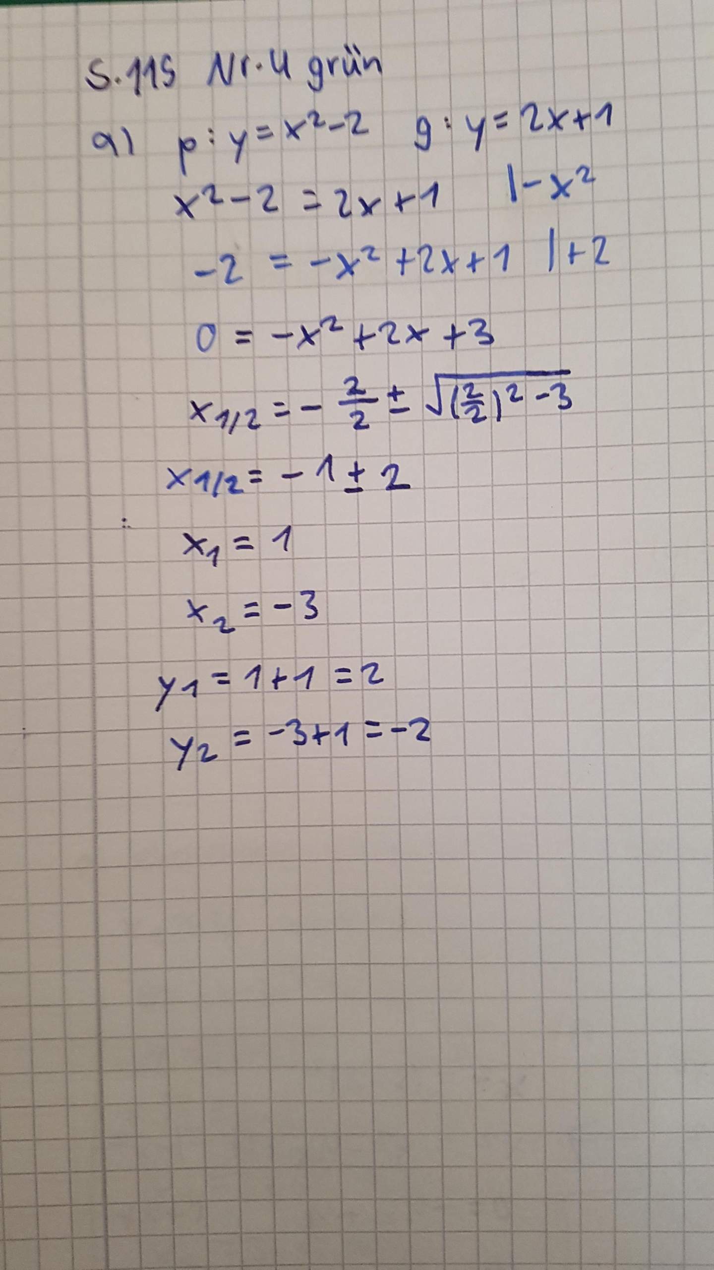 Mathe Koordinaten von Schnittpunkte schriftlich berechnen? (Schule, Mathematik, Rechnung)