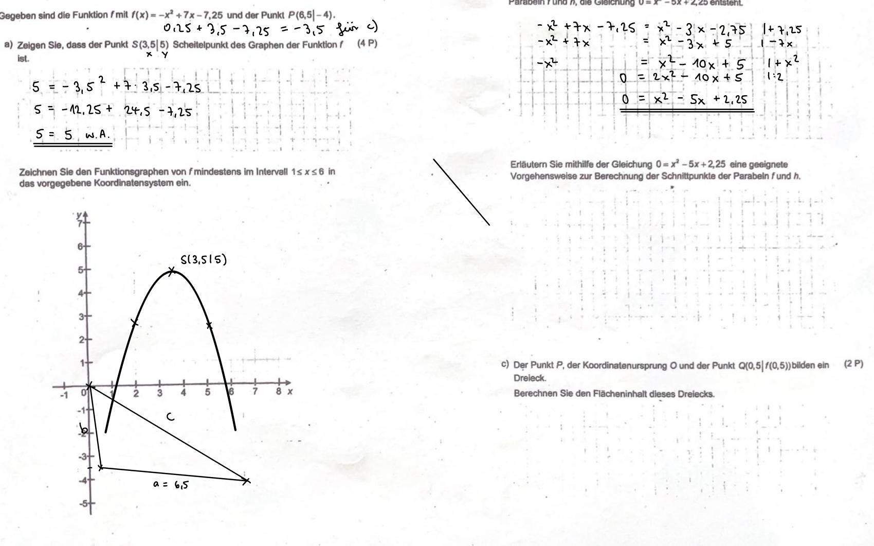 Mathe Msa Vorbereitung Funktionen Parabeln Rechnen Funktion