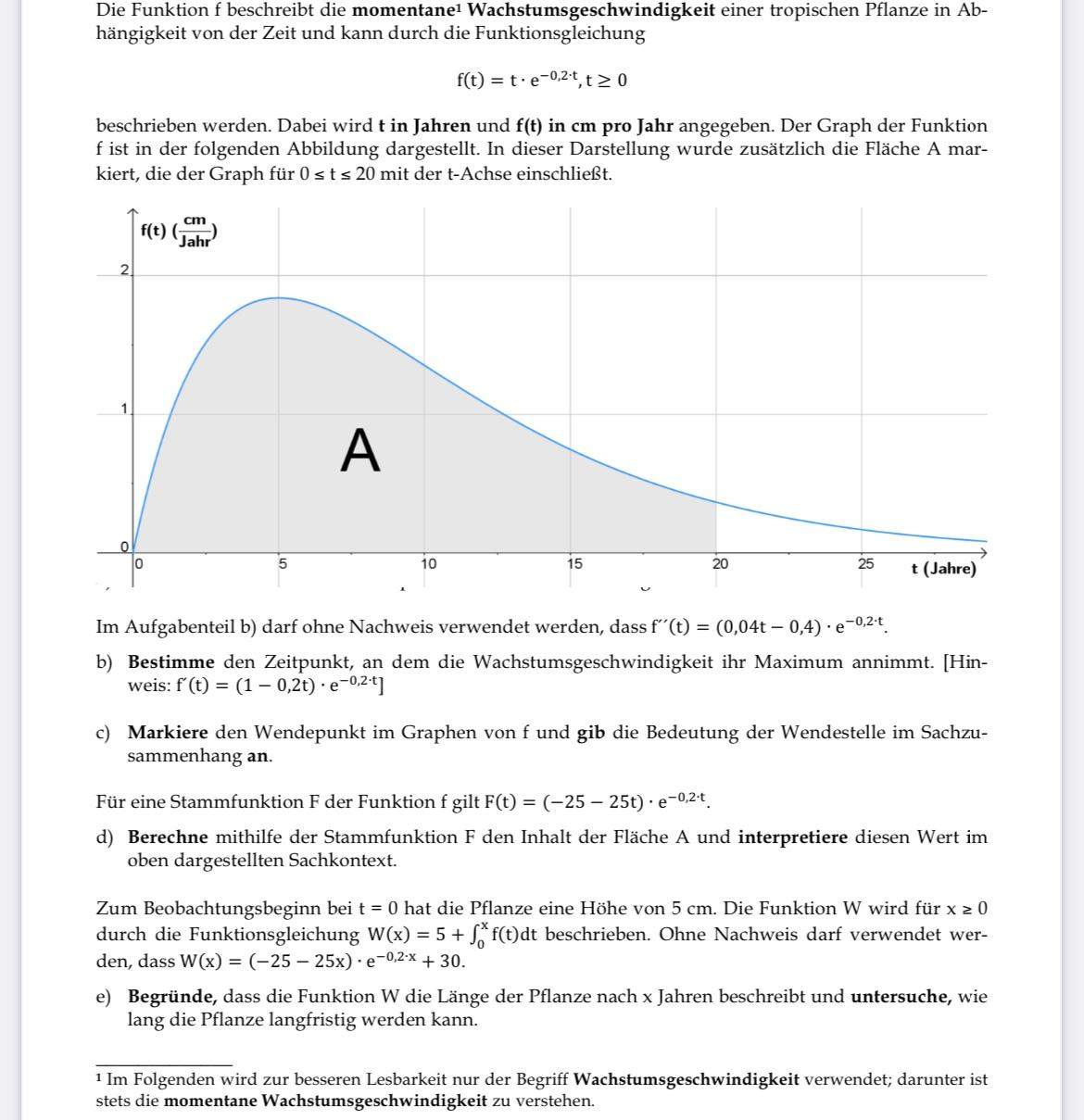 Mathe mündliches Abi - Wachstum einer tropischen Pflanze ...